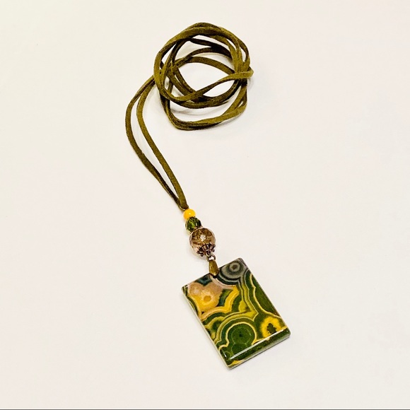 JK Designs | Jewelry | Deep Green Yellow Lime Wavy Ocean Jasper Stone ...